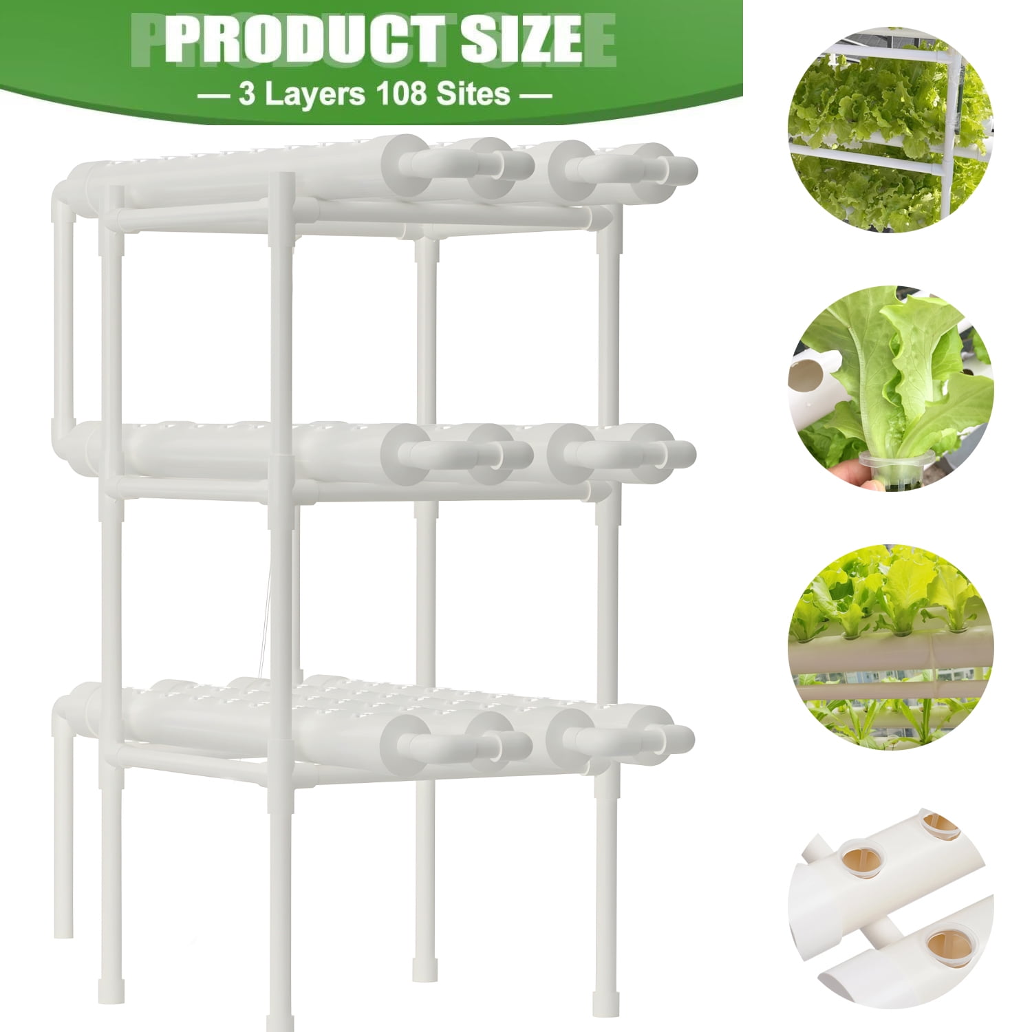 Hydroponics Growing System Kit,BHTNYOO 3 Layers/108 Sites Hydroponic ...