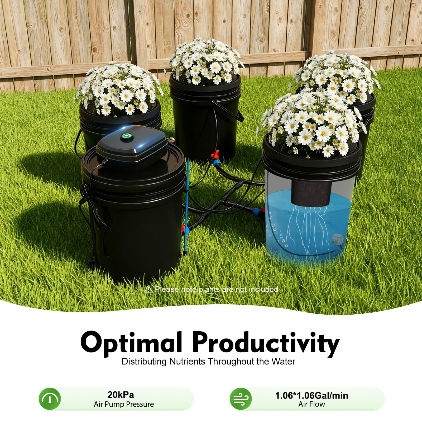 Hydroponics Growing System Kit Deep Water Culture Growing Kit with Pump ...