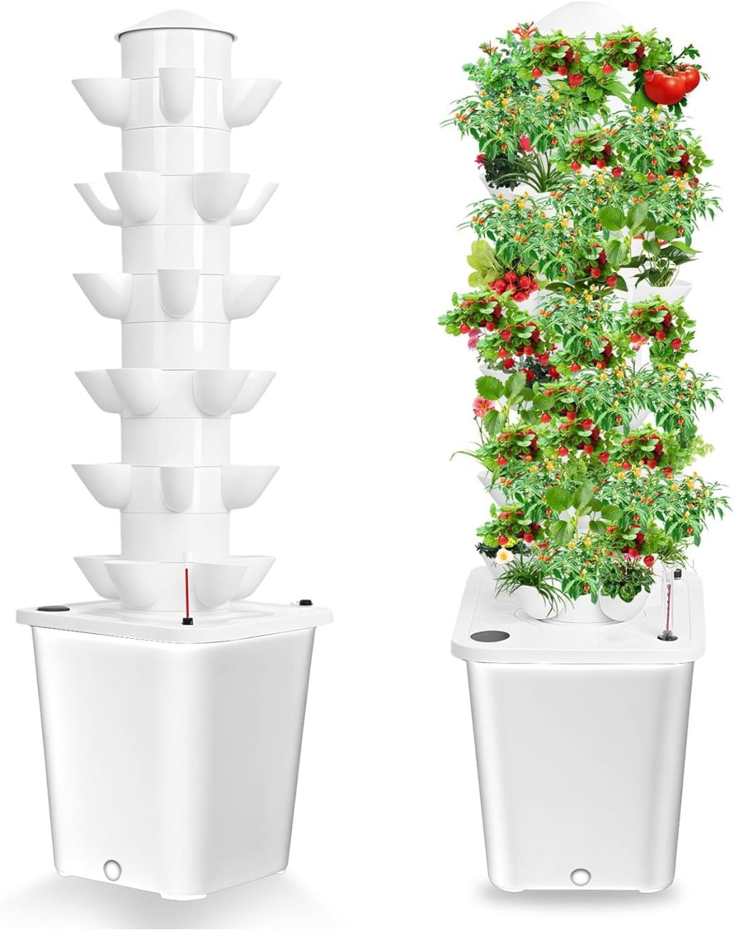 Hydroponics Growing System Tower with 10L Tank, 6 Layers 30 Plants ...