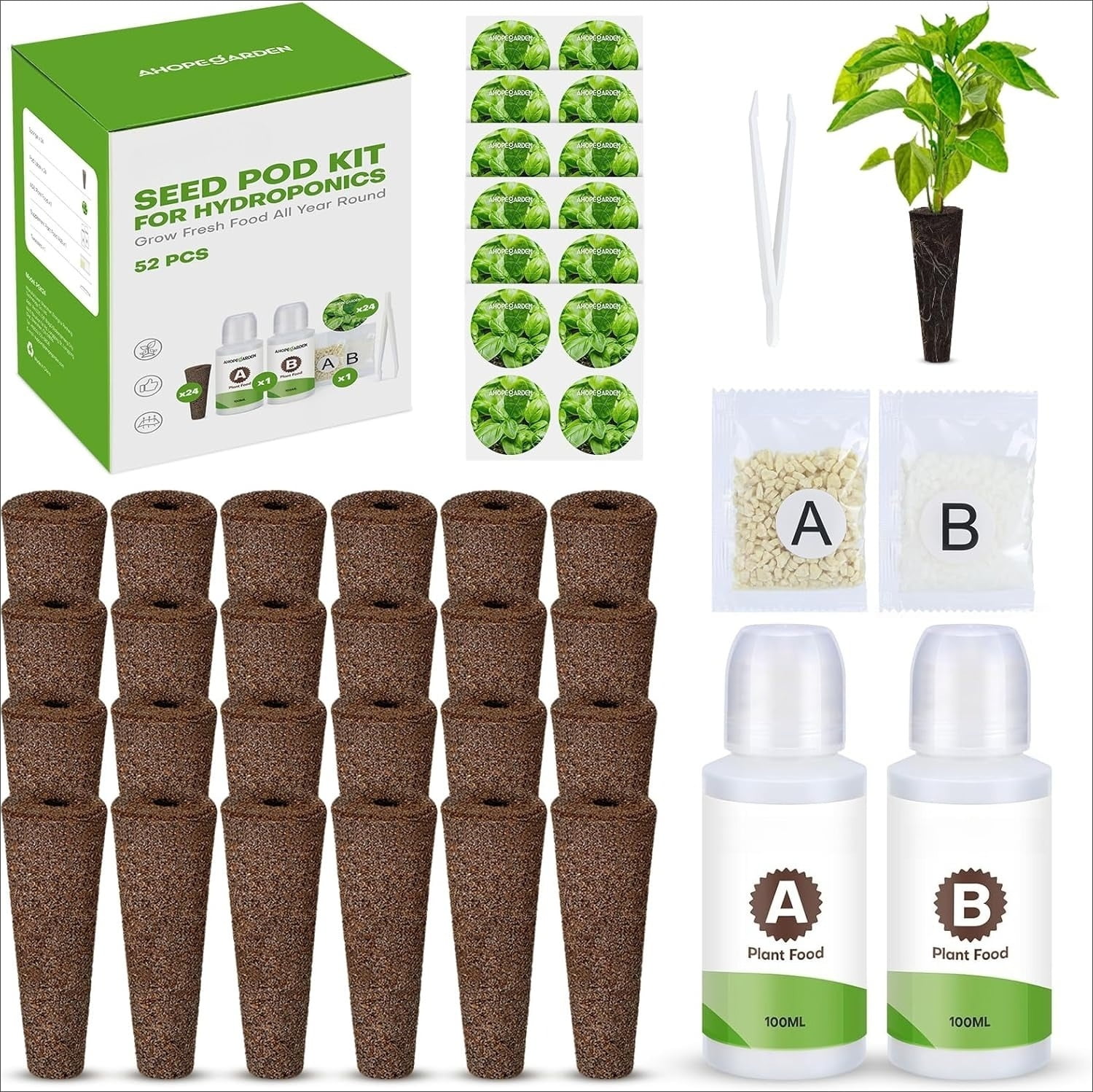 Hydroponics Pods Kit: Compatible with Aerogarden, Includes Grow Sponges ...