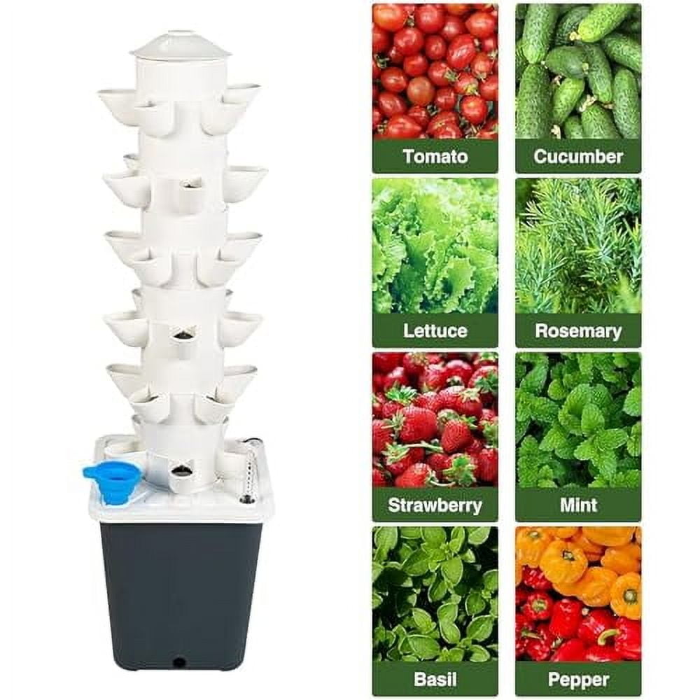 Hydroponics Tower Garden Growing System, 30 Pods Indoor Gardening Vertical Garden Planter Indoor ...