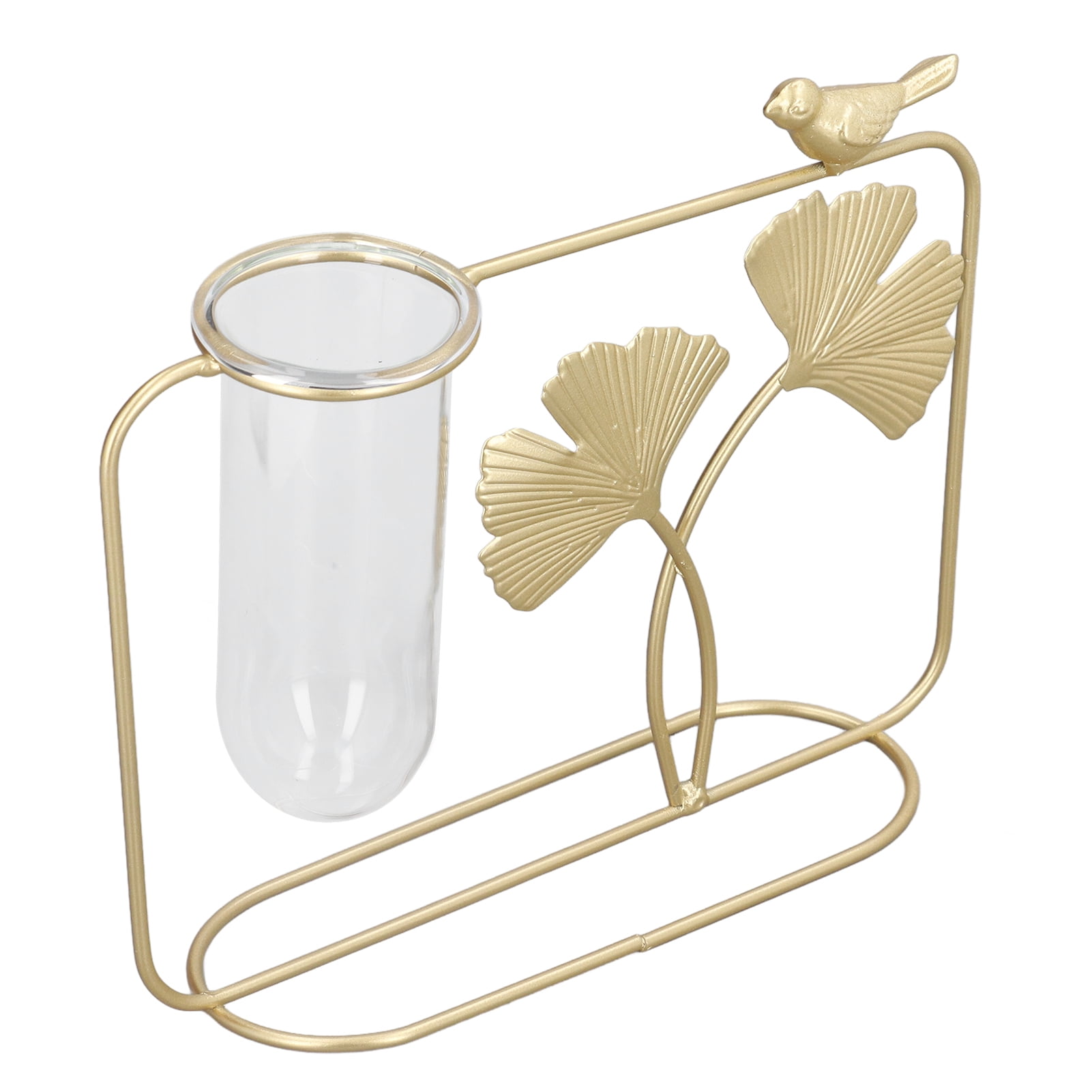 Hydroponics Vase Glass Iron Material Simple Style Metal Leaf Shape ...