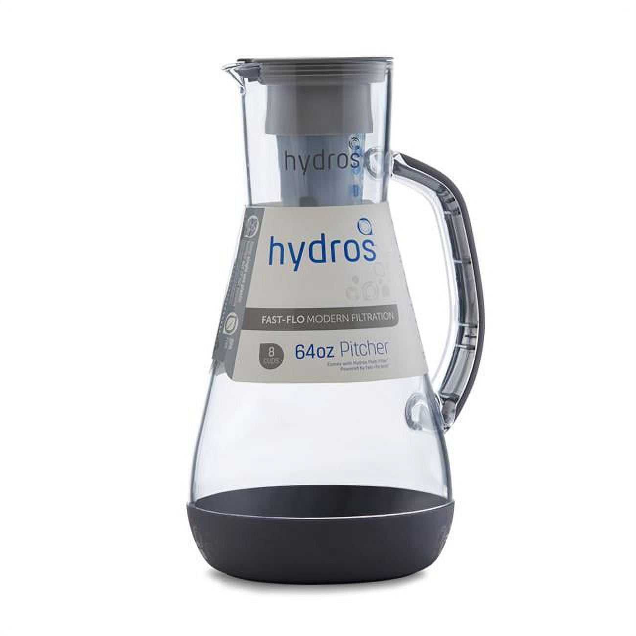 Hydros 4001845 8 oz Cups Water Filtration Pitcher, Gray - Walmart.com