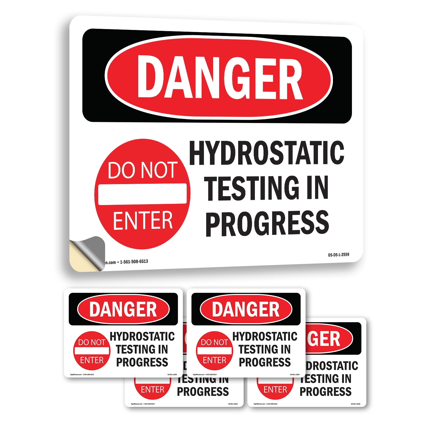 Hydrostatic Testing In Progress OSHA Danger Vinyl Decal Label 7 Inch x ...
