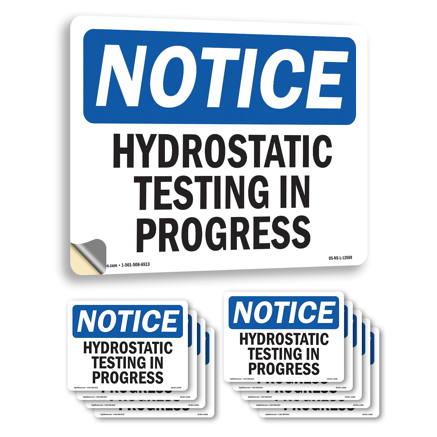 Hydrostatic Testing In Progress OSHA Notice Vinyl Decal Label 10 Inch x ...