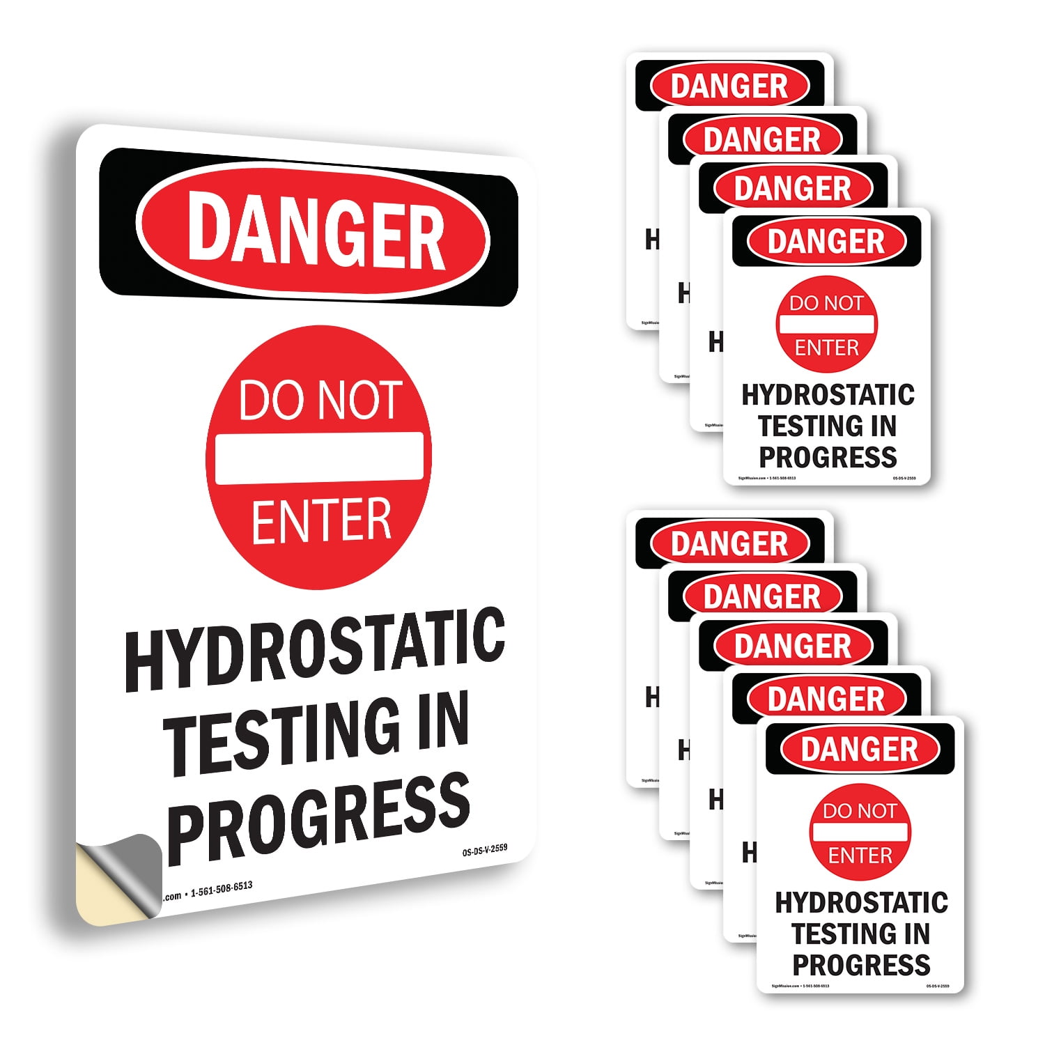 Hydrostatic Testing OSHA Danger Vinyl Decal Label 7 Inch x 5 Inch - 10 ...