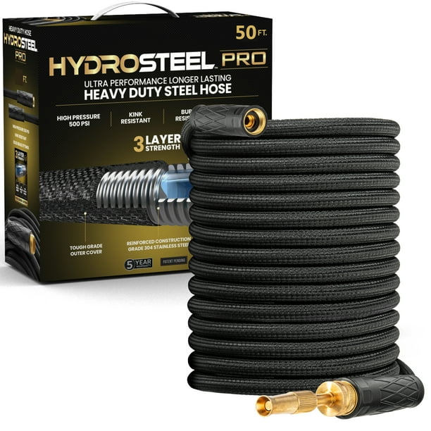 Hydrosteel Garden Hose Triple Layered Stainless Steel Garden Hose 50Ft ...