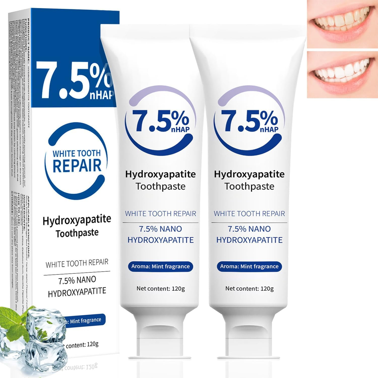 Hydroxyapatite Toothpaste for Enamel Protection, Fluoride-Free Formula ...