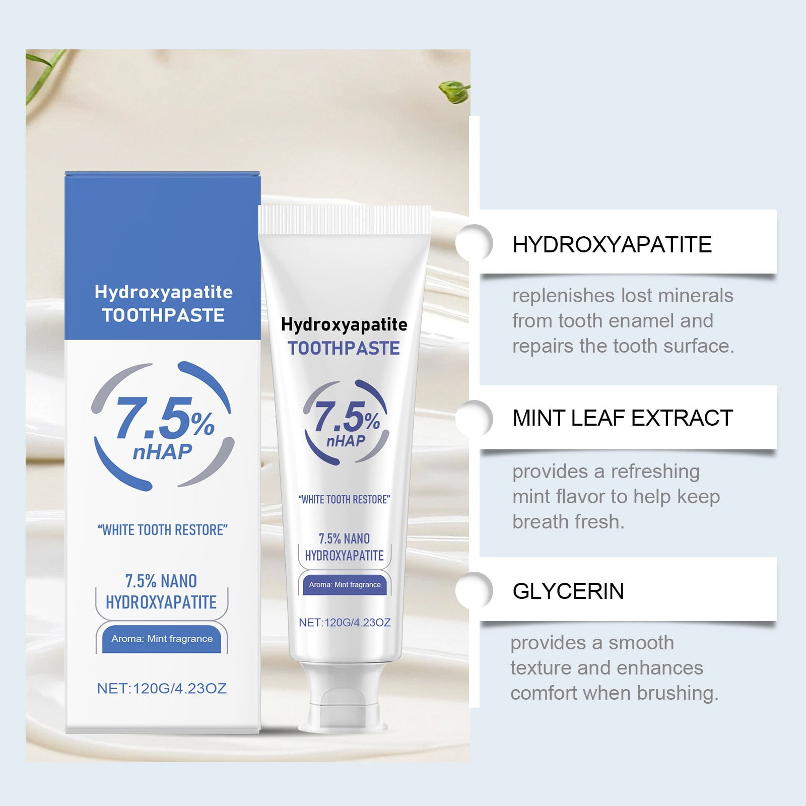 Hydroxyapatite Toothpaste for Enamel Protection & Fresh Breath ...