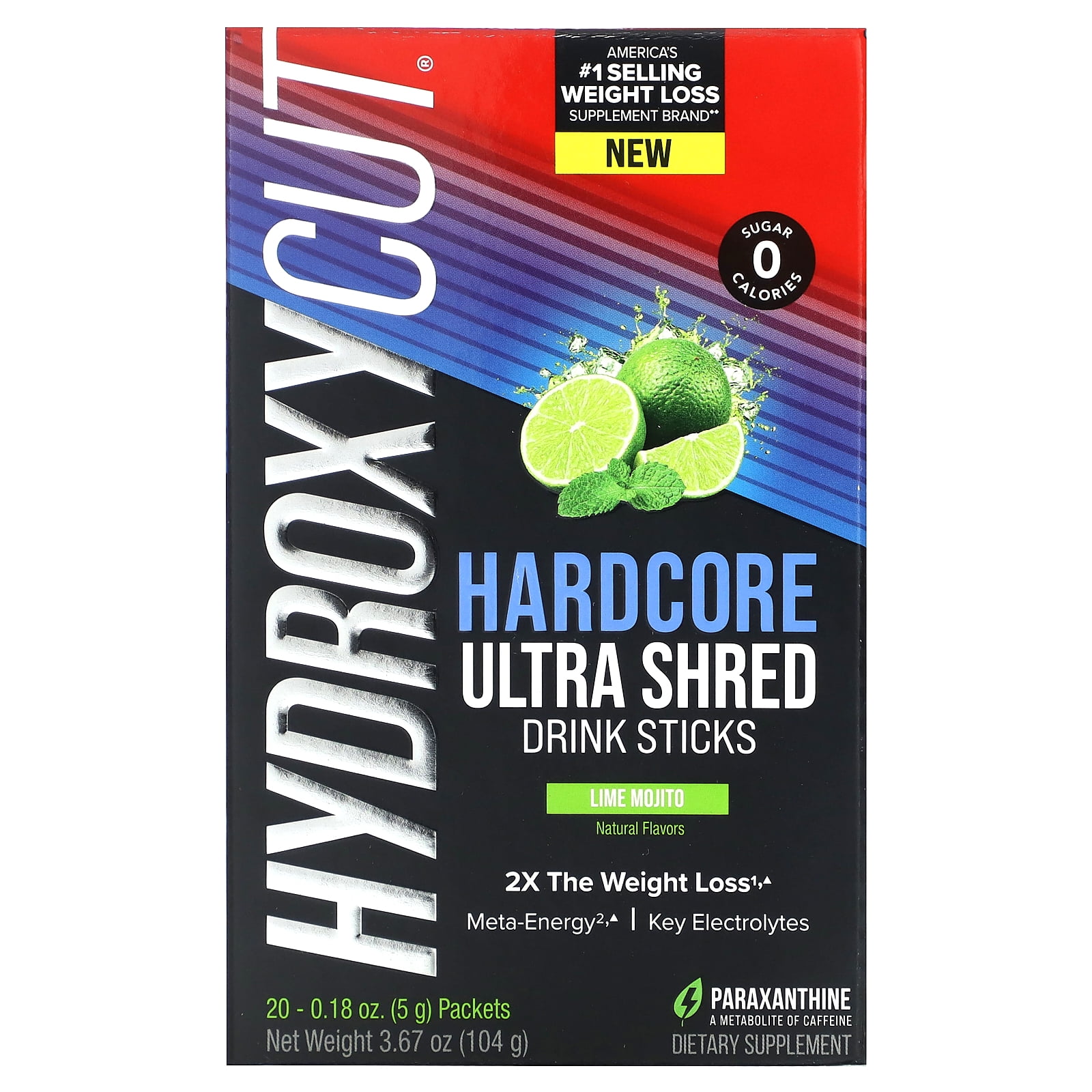 Hydroxycut Hardcore Ultra Shred Drink Sticks Weight Loss for Men and ...