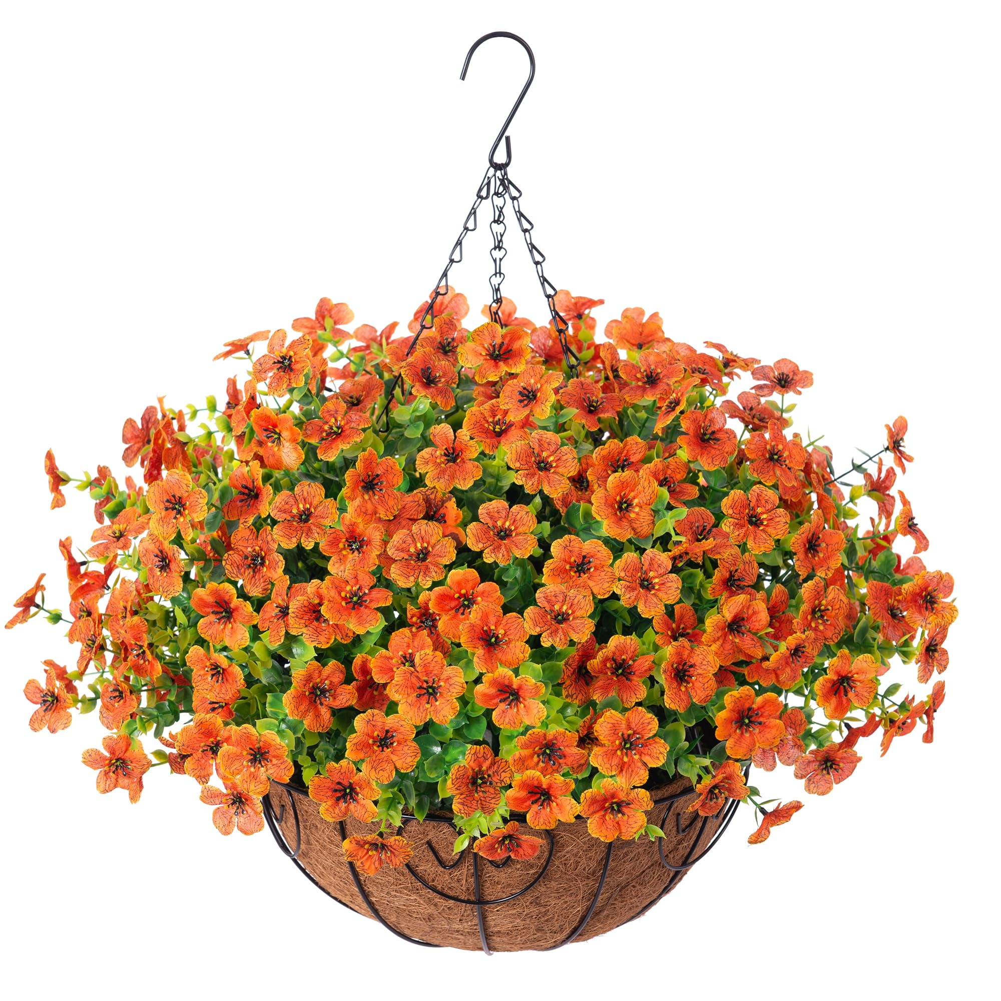 HyeFlora Artificial Fake Fall Hanging Plants Flowers Basket for Outdoor ...