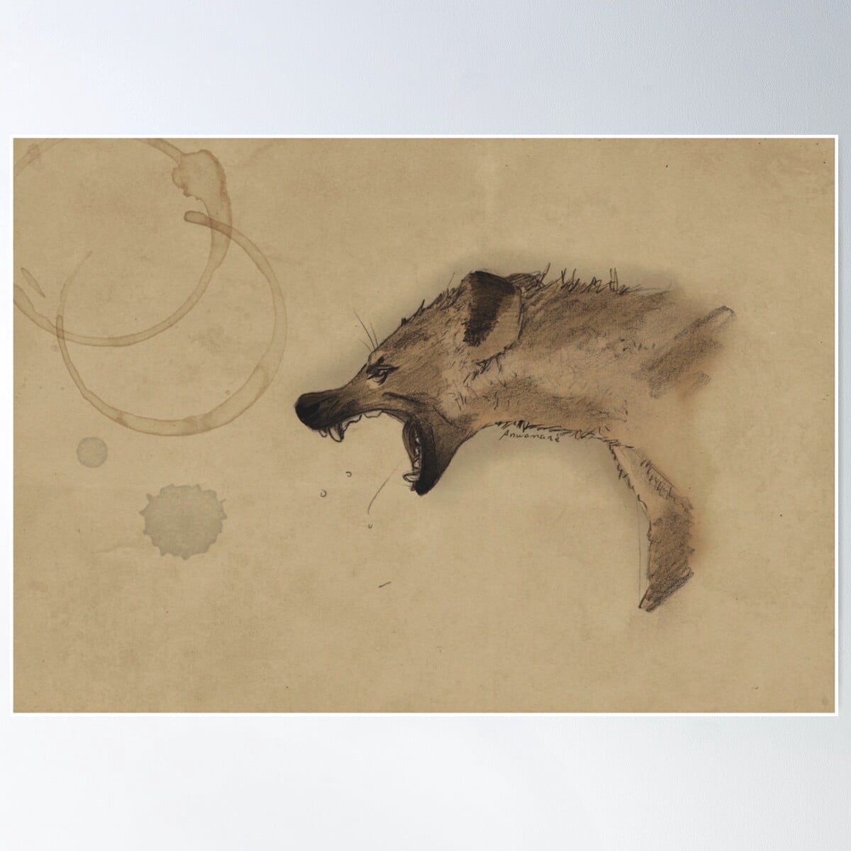 Hyena Open Mouth Poster Wall Art, Modern Wall Decor For Living Room ...