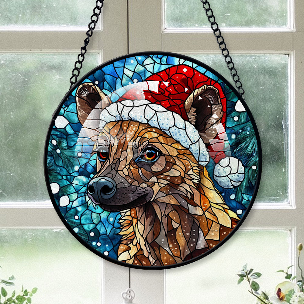 Hyena Ornament Christmas 2025, Hyena Stained Glass Hanging Panel – Radiant Glass Window Art ...