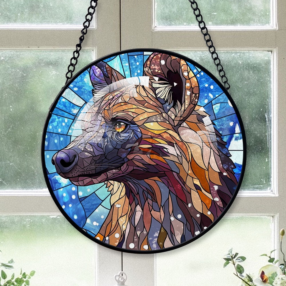 Hyena Ornament Christmas 2025, Hyena Stained Glass Hanging Window ...