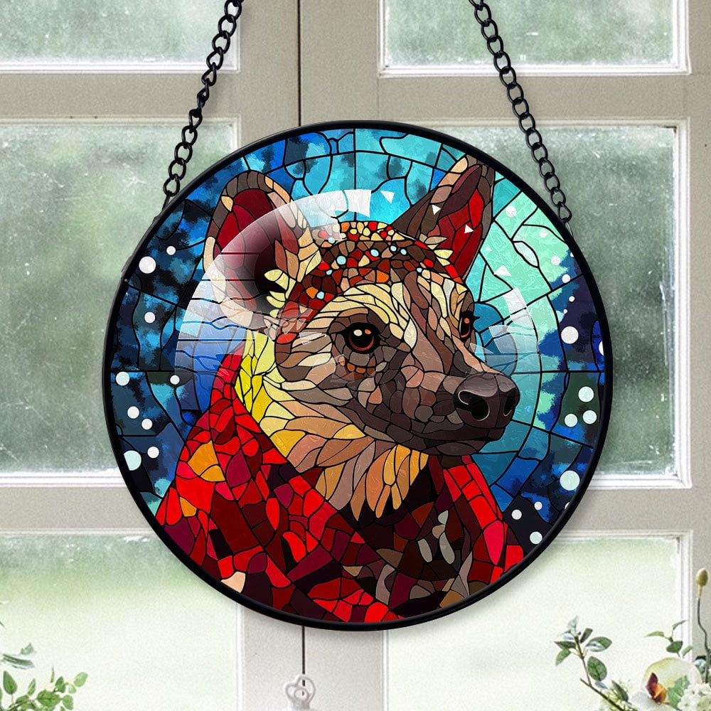 Hyena Ornament Christmas 2025, Hyena Stained Glass Window Hanging ...