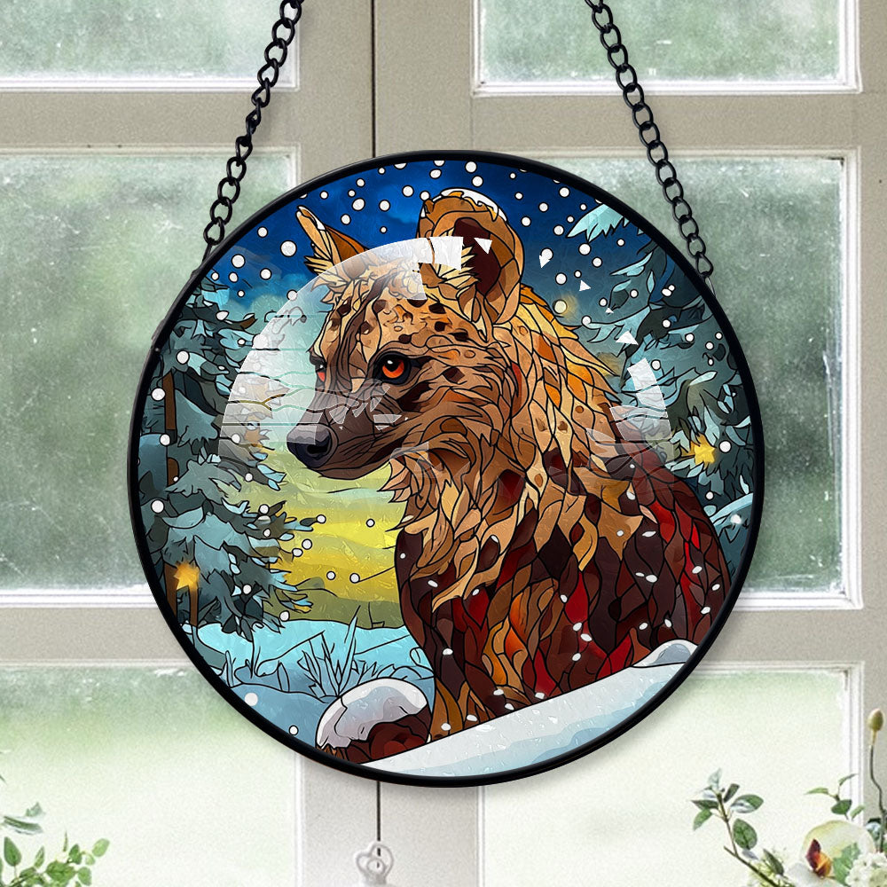 Hyena Ornament Christmas 2025, Hyena Stained Glass Window Panel – Handcrafted Art Sun Catcher ...