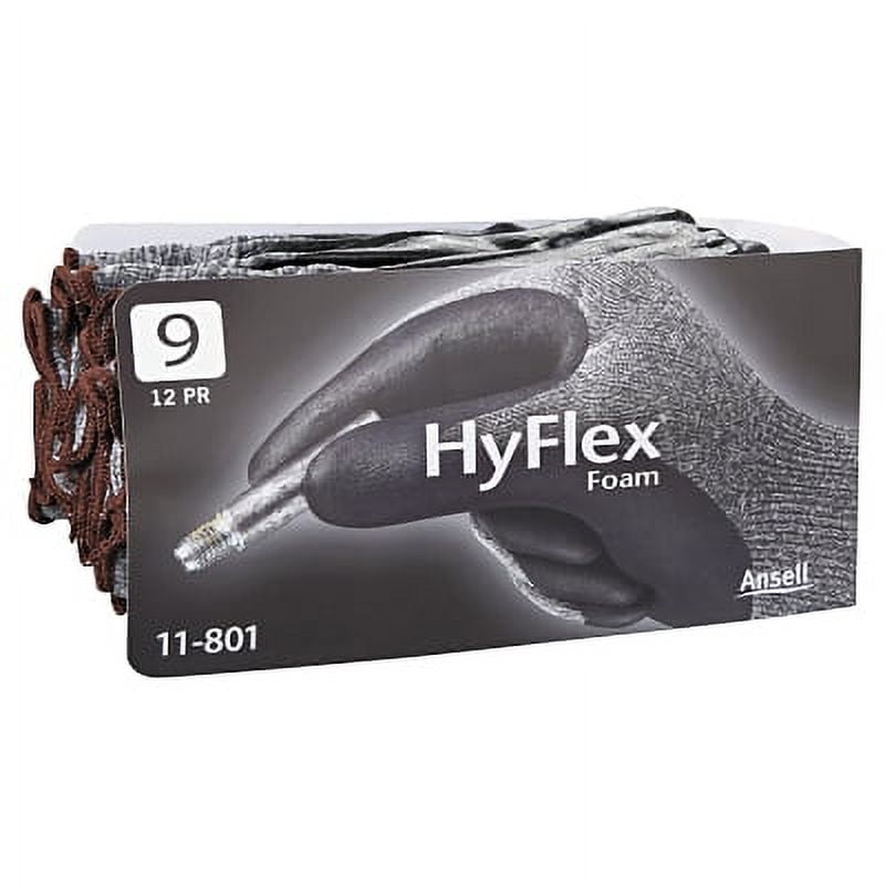 Hyflex Foam Gray Gloves, 9, Black/Gray, Nitrile Foam Palm Coated | 1 ...