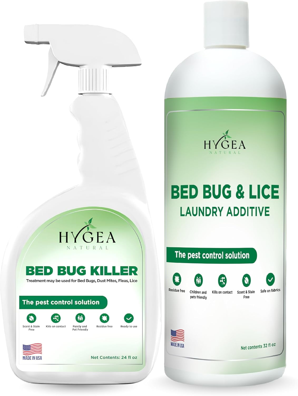 Hygea Natural Bed Bug Spray Killer and Laundry Detergent Additive Combo ...