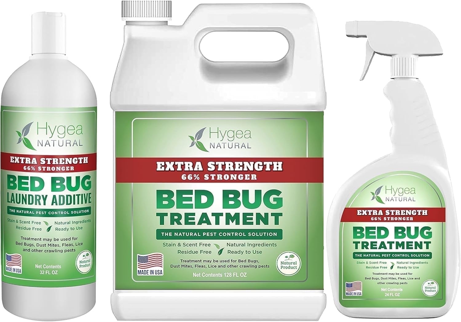 Hygea Natural Bed Bug & Mite Kit - Child & Pet Safe, 24oz Spray, 128oz ...