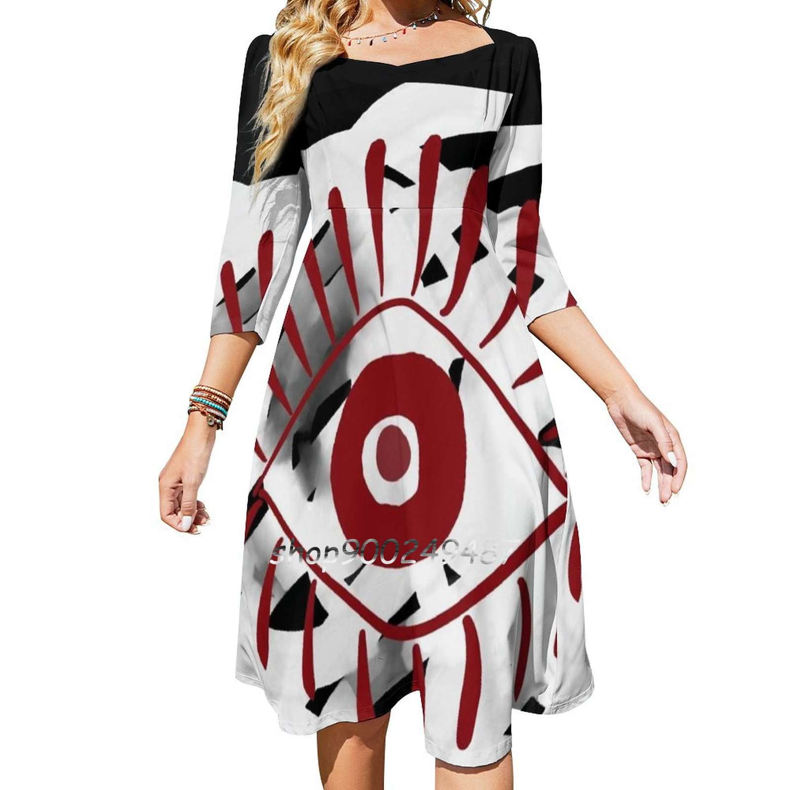 Hygge Reading Back Lacing Backless Dress Square Neck New Plus Size ...