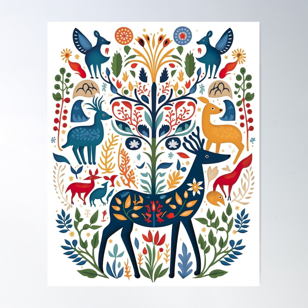 Hygge Scandinavian Cottagecore Design Of Fantasy Deer 2 Poster Wall Art ...