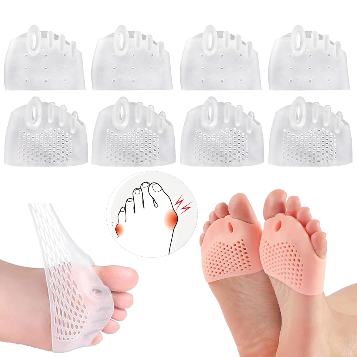 Lianwu Silicone Toe Separators, 4 Pairs, Transparent, Soft Toe Support ...