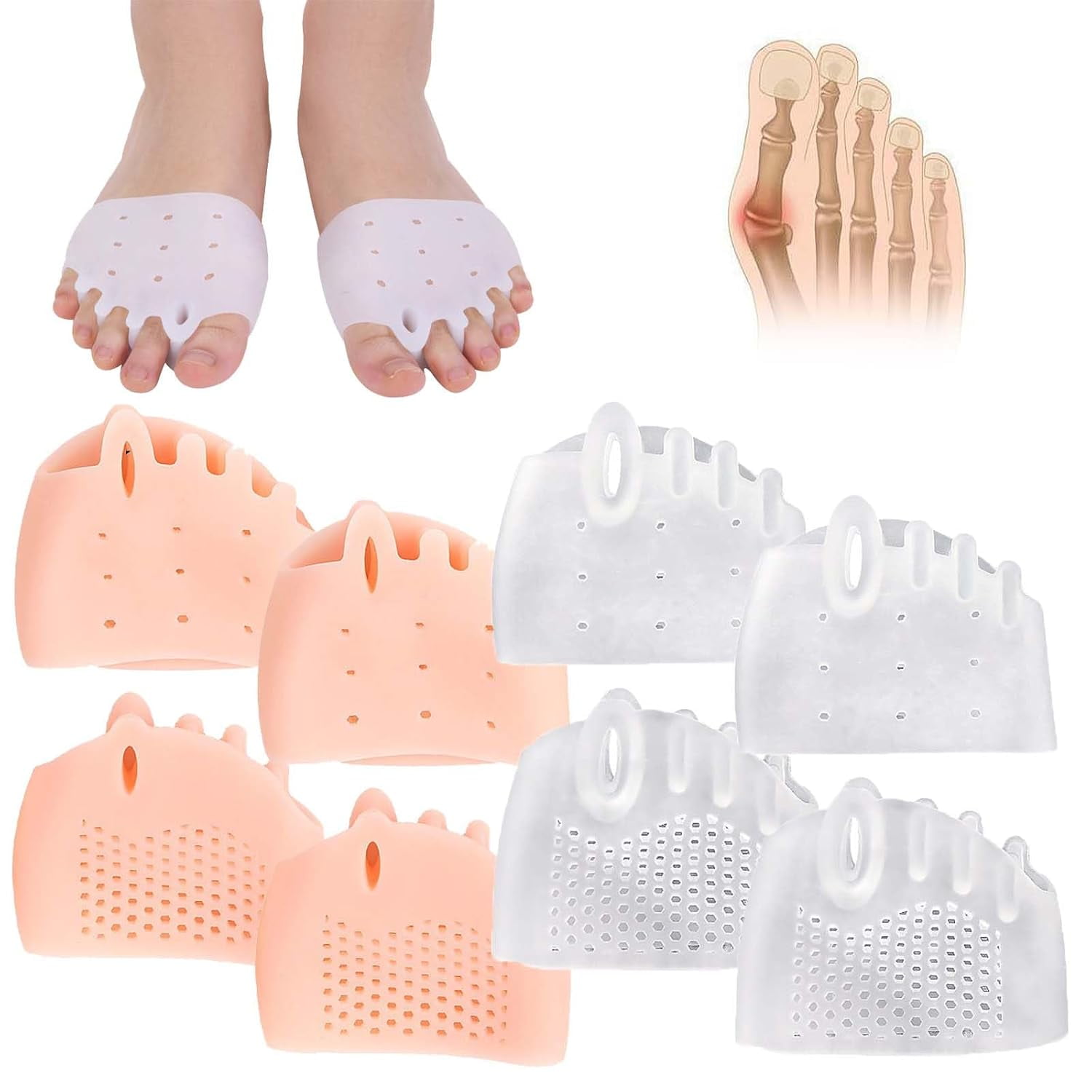 Hygger Bunion Corrector, 4 Pcs Silicone Toe Separators for Women & Men ...