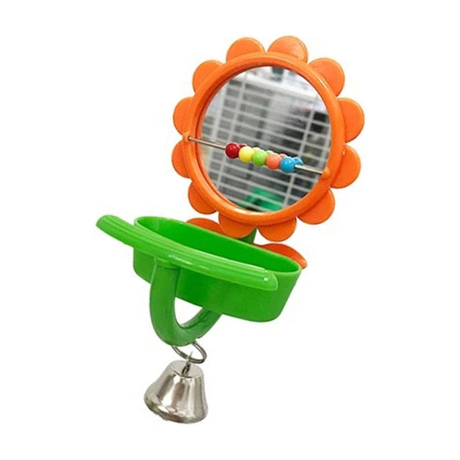 Hygienic Plastic Bird Bath Feeder Parrots Toy with Sunflowers Mirrored ...
