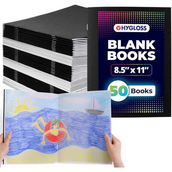 Hygloss Blank Black Books, Unlined Notebooks for Journaling, Sketching ...