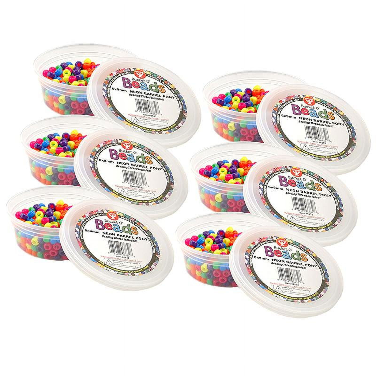 Hygloss Bucket O’ Beads, Neon Barrel, 6 x 9 mm, 375 Per Pack, 6 Packs ...
