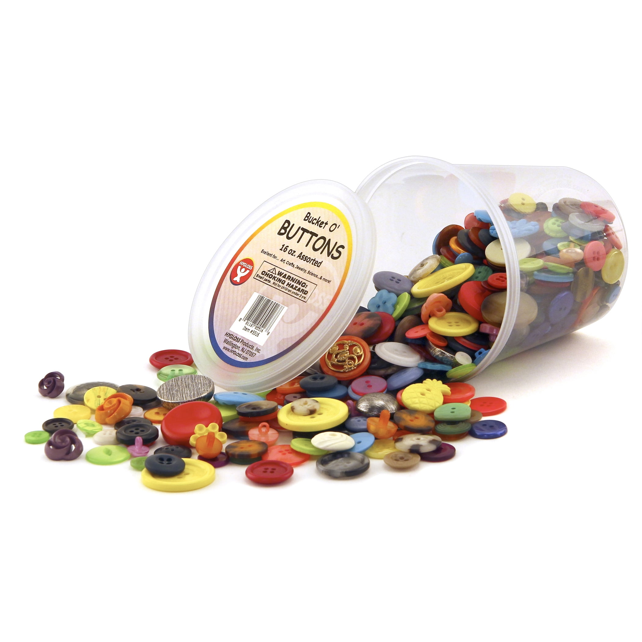 Hygloss Bucket O' Multi-Color Button Sewing Fasteners (900 Pieces ...