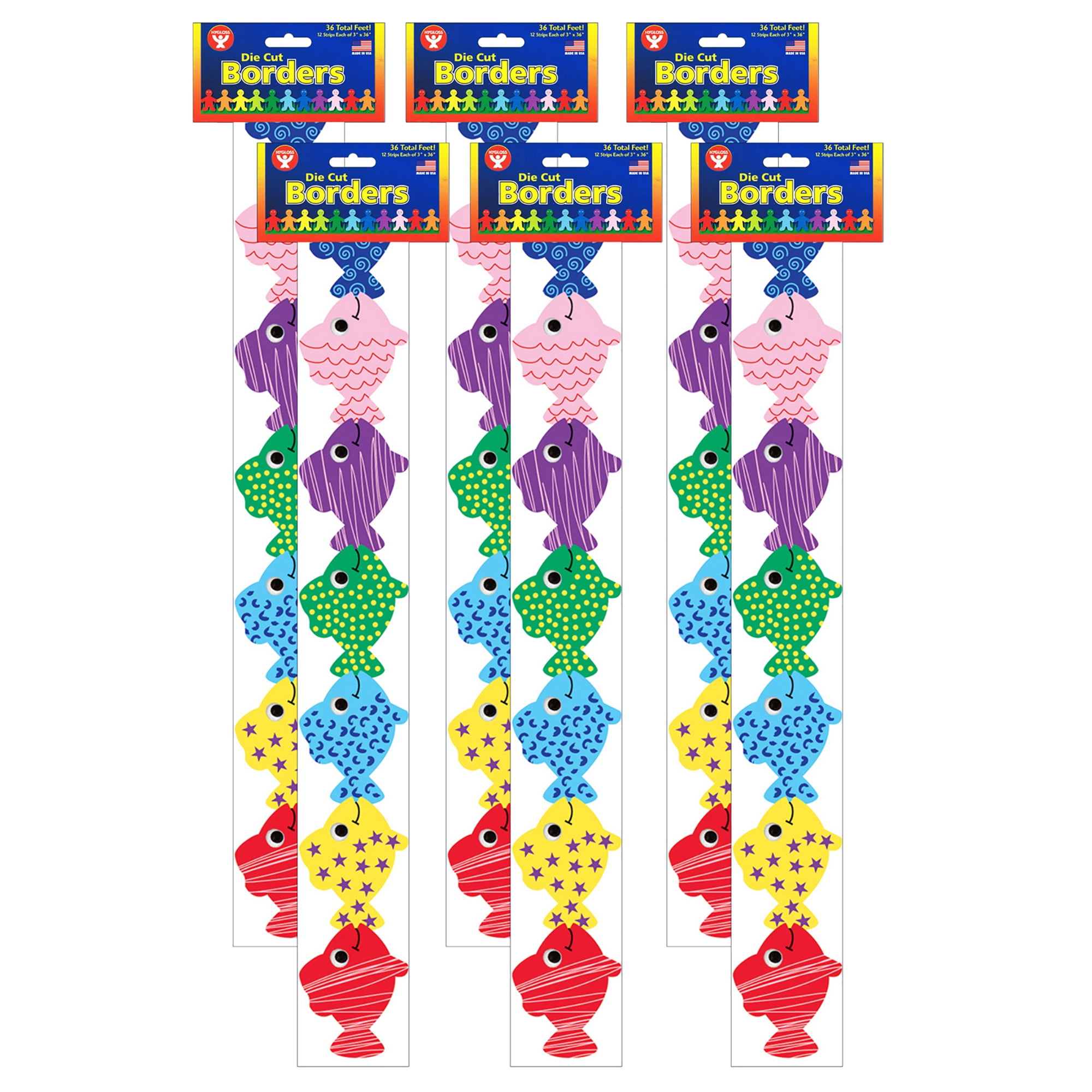 Hygloss Classroom Borders Assorted Fish 36 Feet Per Pack 6 Packs ...