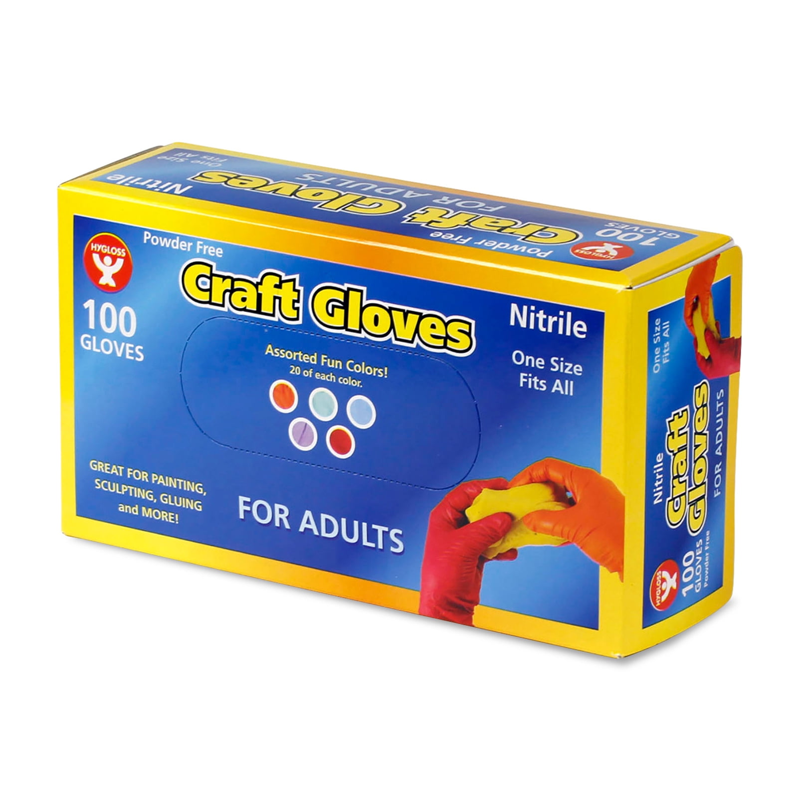 Hygloss Colored Nitrile (Latex-Free) Craft Gloves, Adult Size, Pack of ...