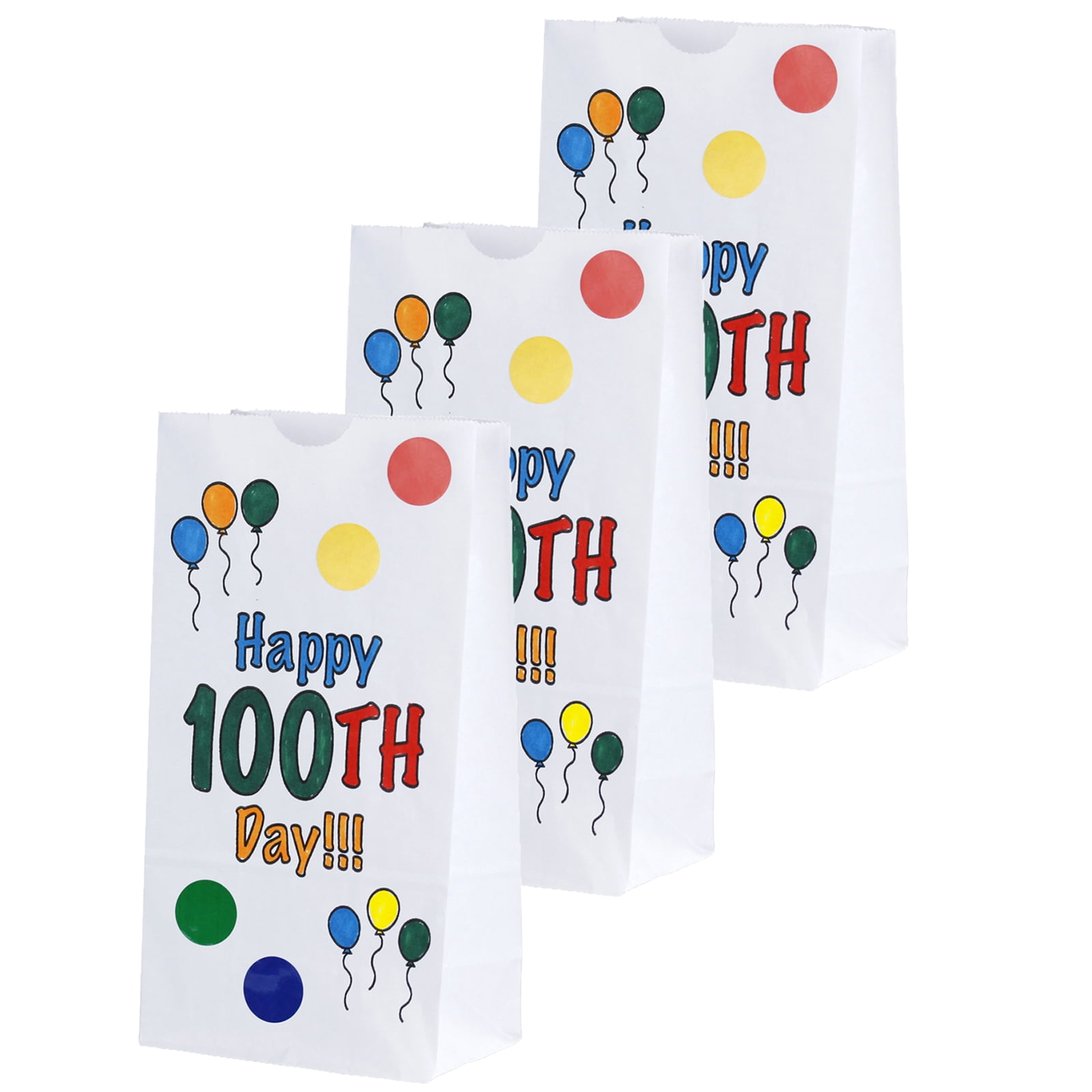Hygloss Happy 100th Day Paper Bags, 25 per Pack, 3 Packs - Walmart.com