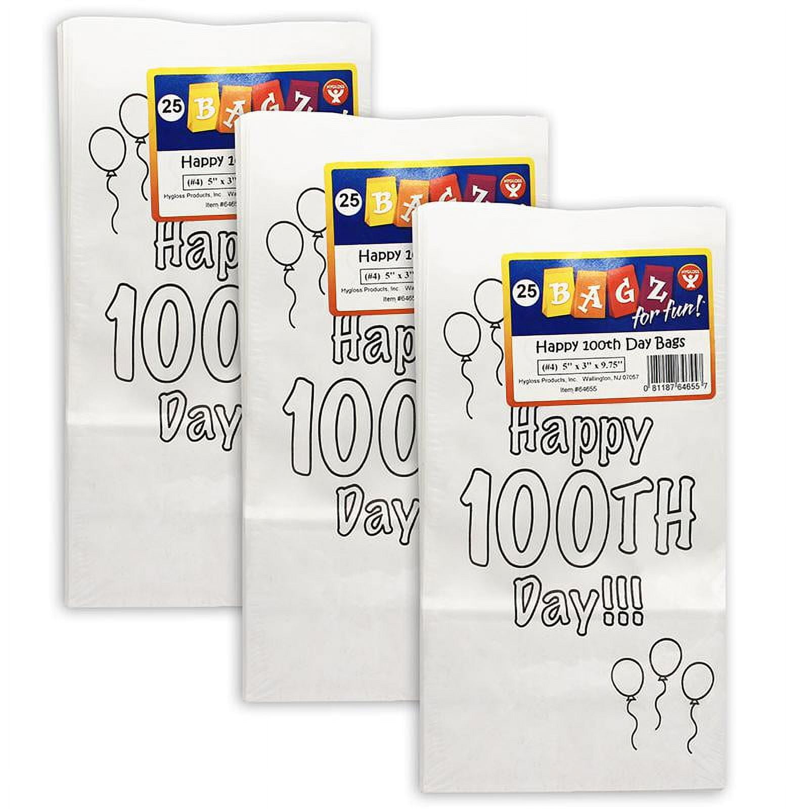 Hygloss Happy 100th Day Paper Bags, 25 per Pack, 3 Packs - Walmart.com