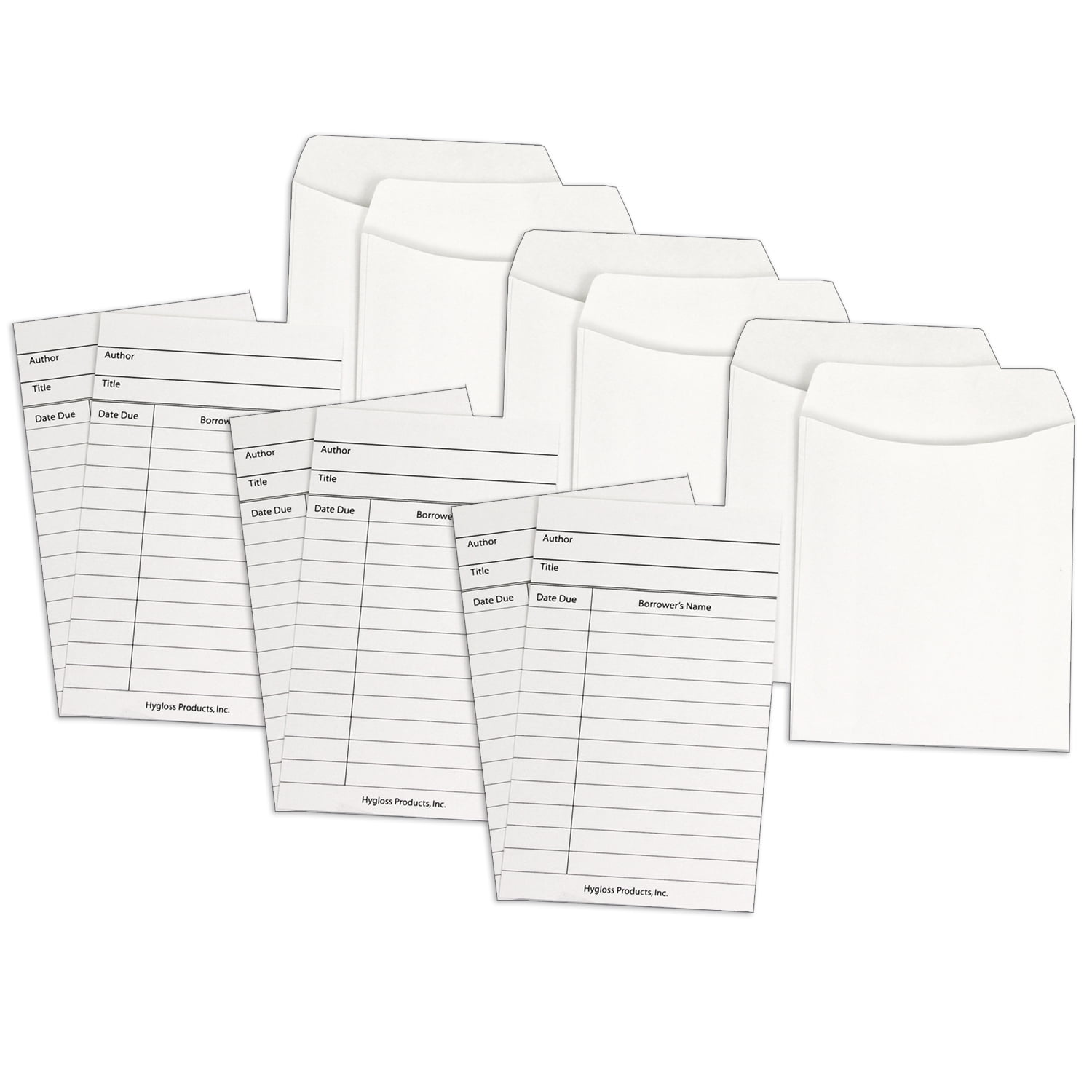 Hygloss Library Cards & Pockets Combo, White, 180 Count - Walmart.com
