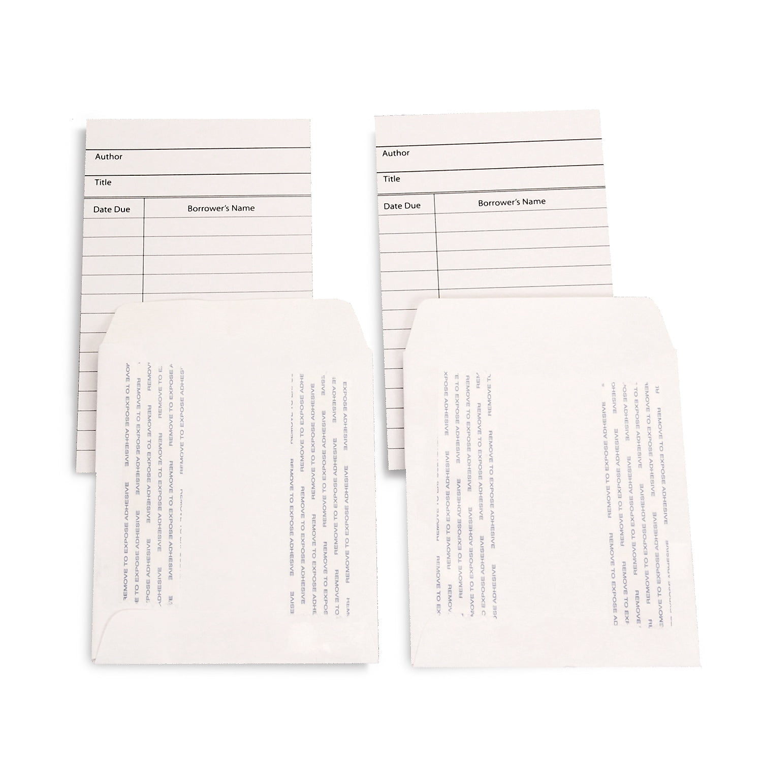 Hygloss Library Cards & Self-Adhesive Pockets Combo, White, 150 Each ...