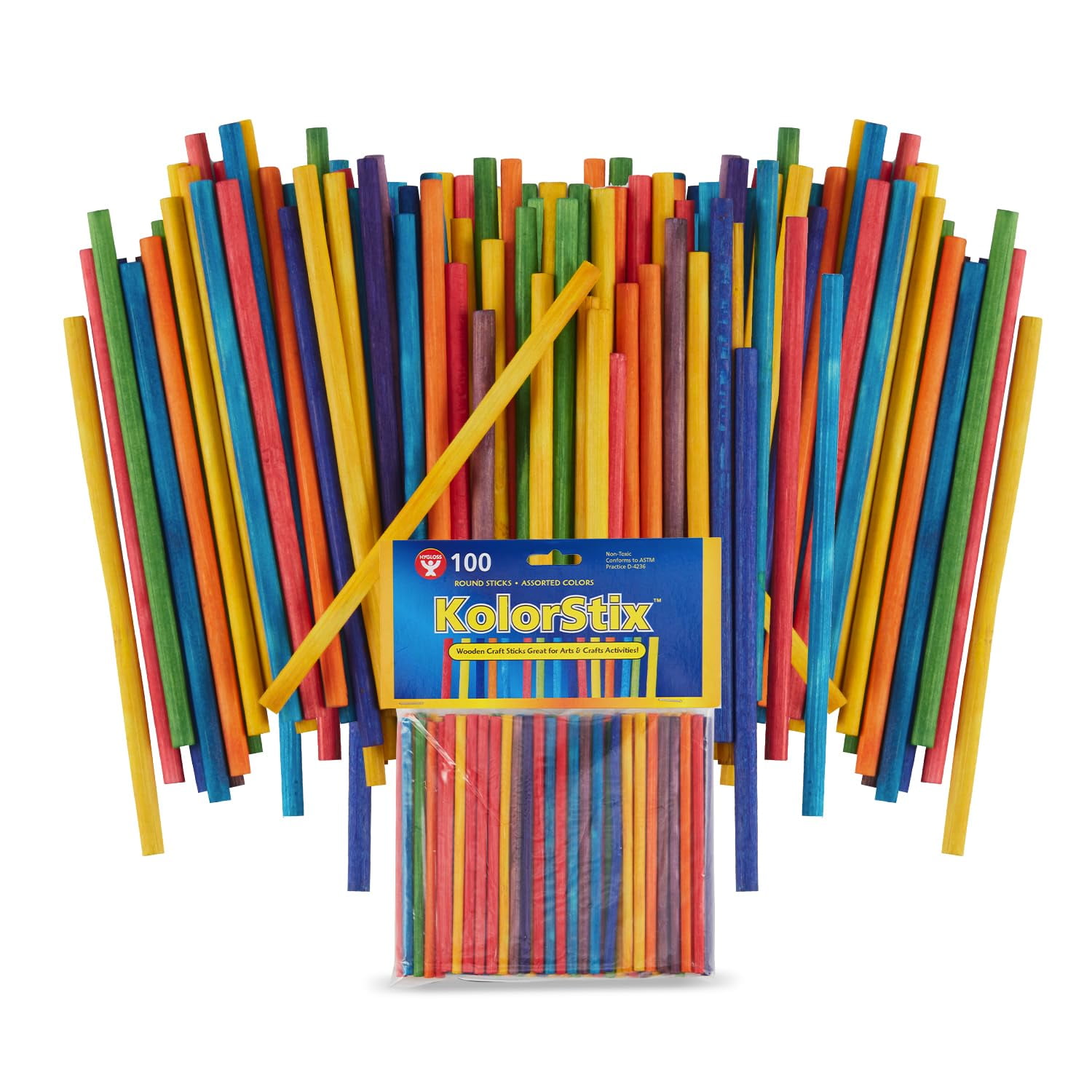 Hygloss Products Colored Craft Sticks - Vibrant Round Wood Craft Sticks ...