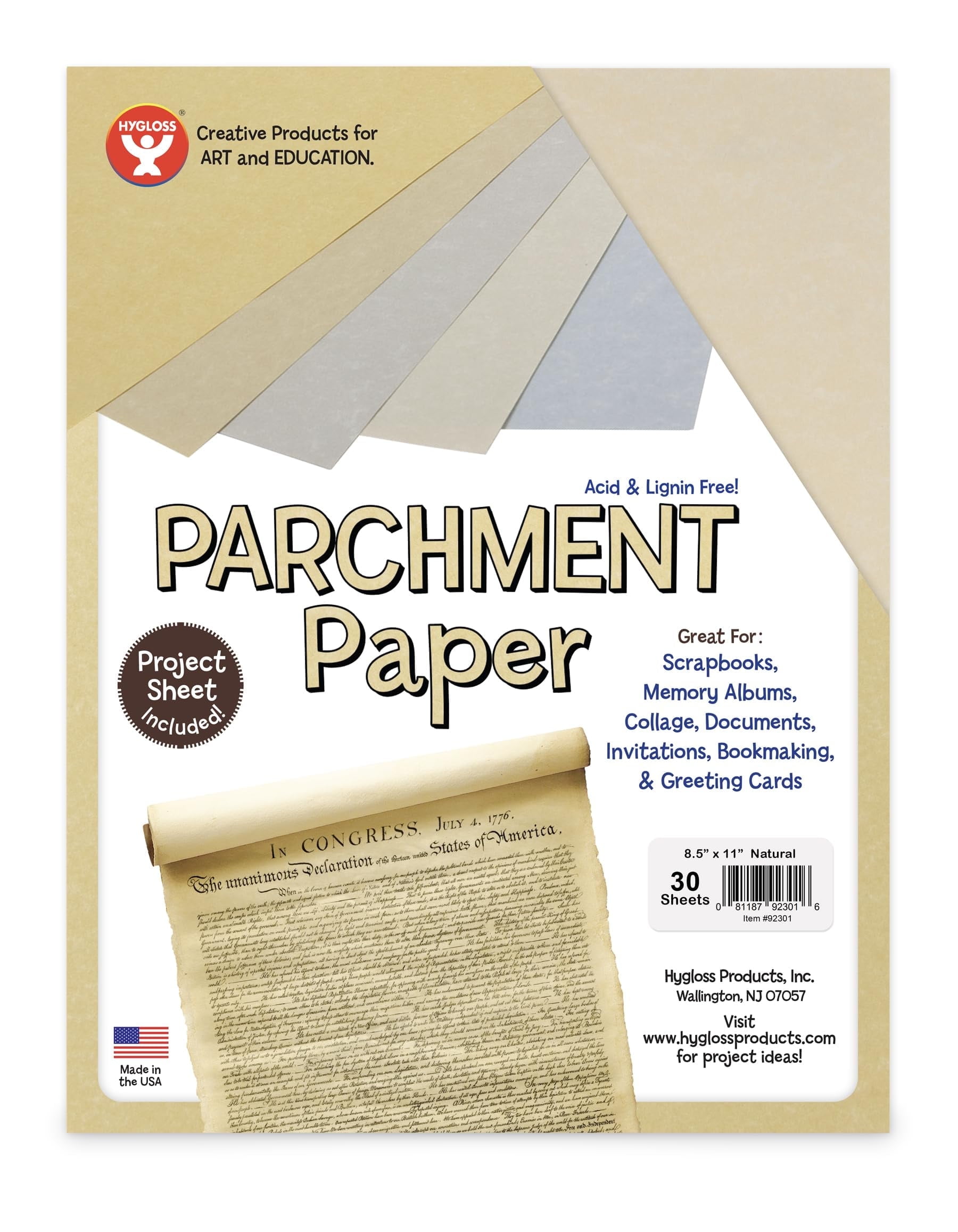 Hygloss Craft Parchment Paper Sheets, Printer Friendly, Natural, 8.5” x ...