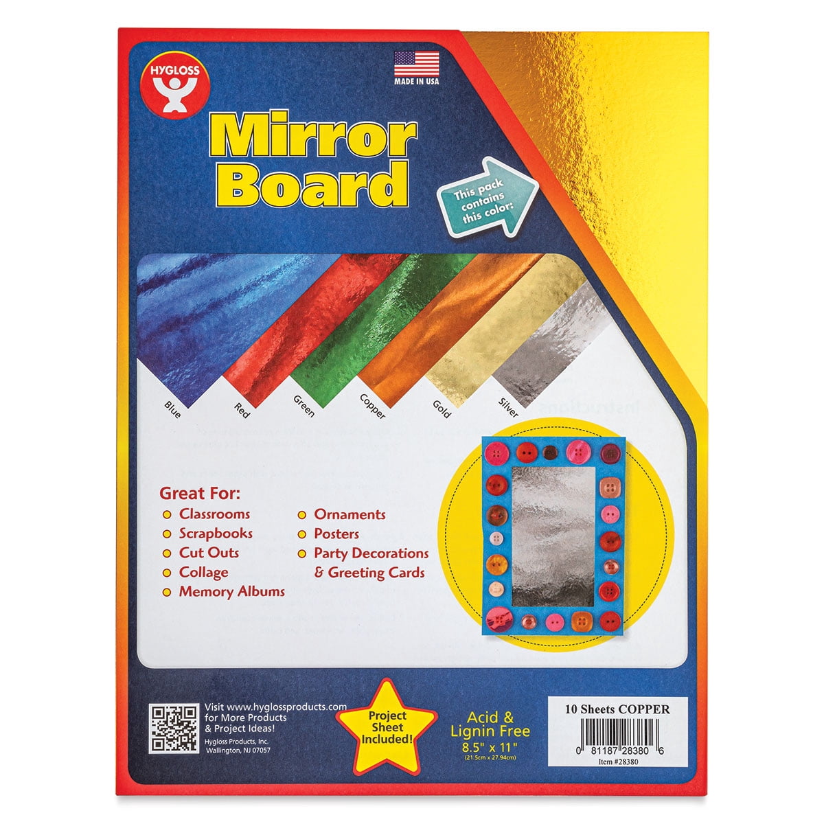 Mirror Boards - 8-1/2" x 11", Copper, 10 Sheets - Walmart Business Supplies