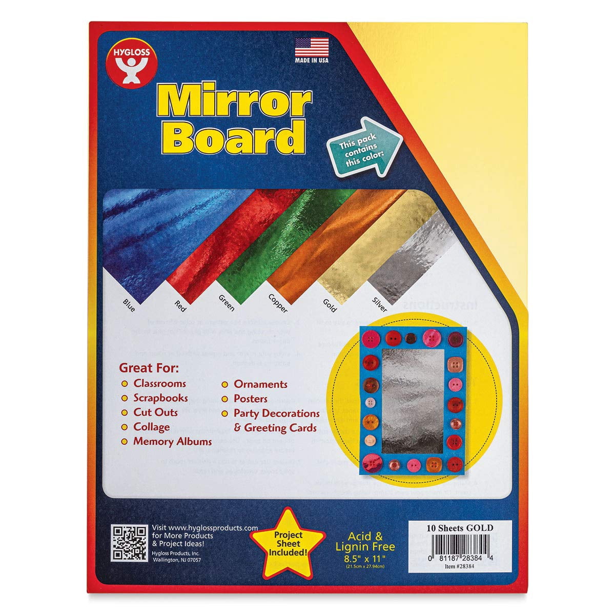 Hygloss Products, Inc 28384 Mirror Board Sheets, 8.5" x 11", Gold ...