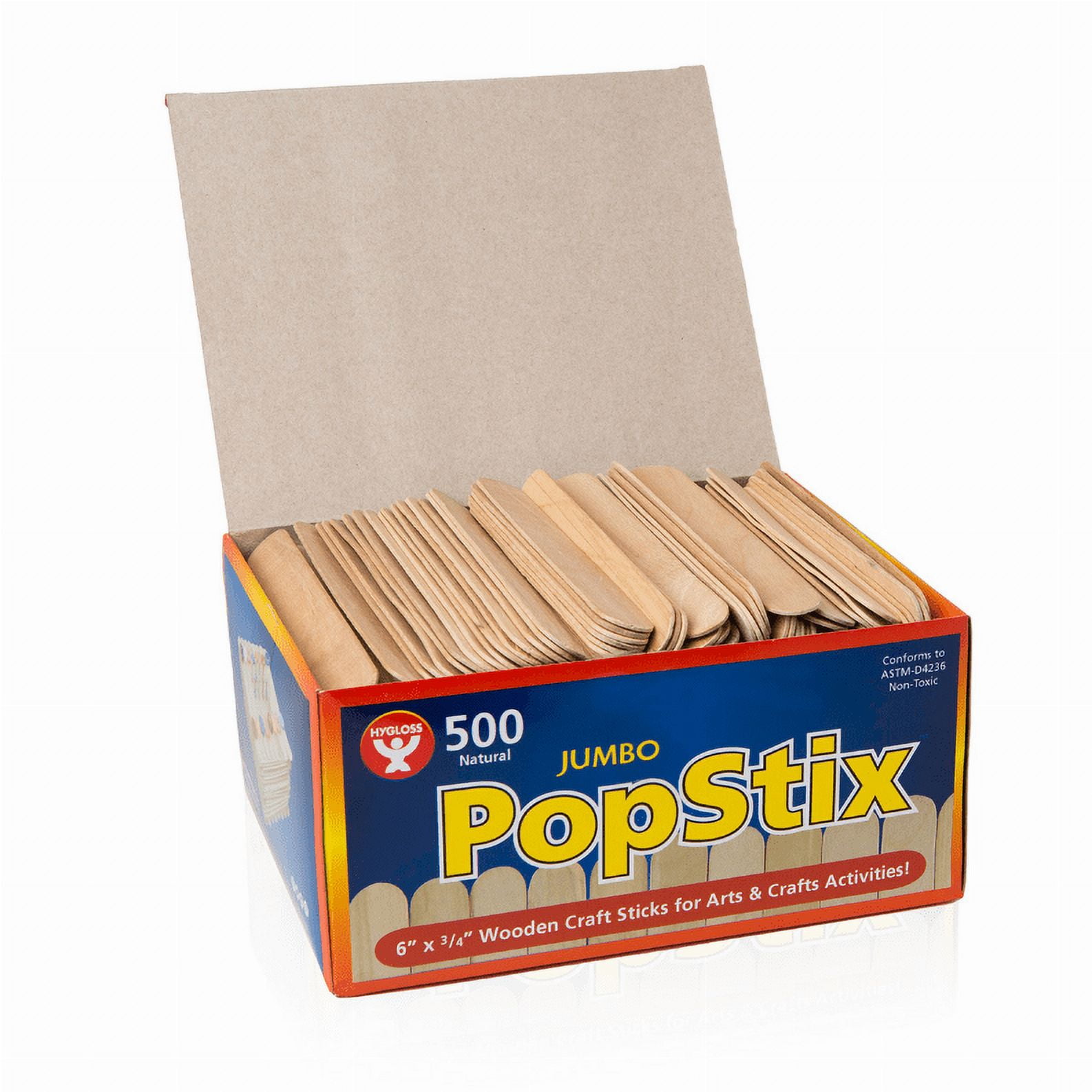 Hygloss Products, Inc Natural Wood Popstix - Jumbo Size Popsicle Sticks ...