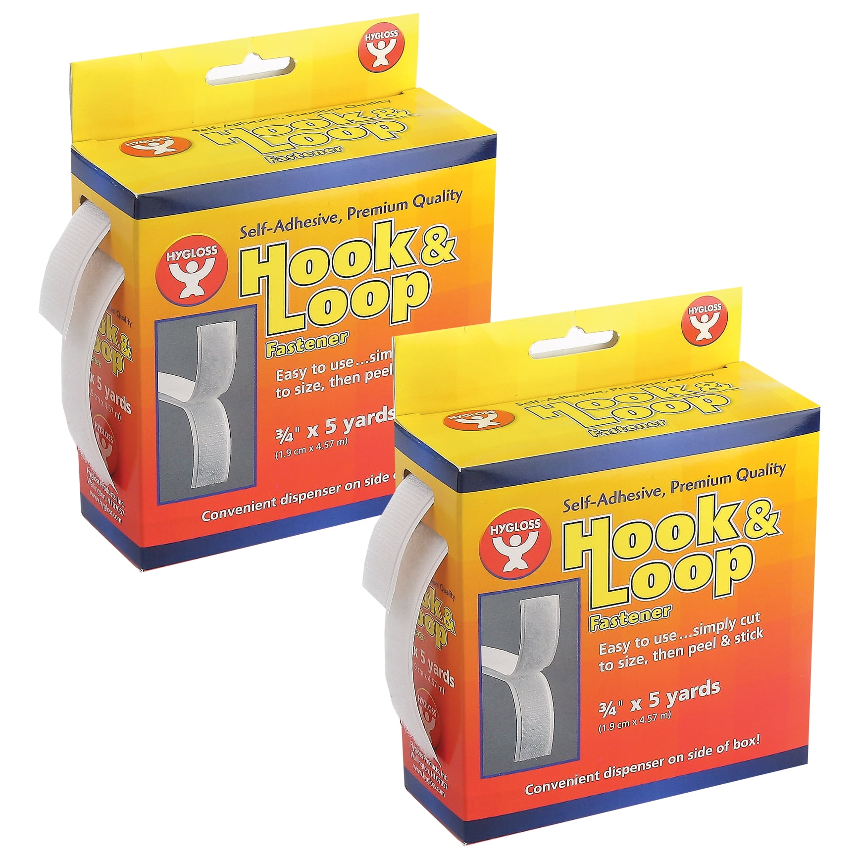 Hygloss Self-Adhesive Hook & Loop Fastener Roll, 3/4" x 5 yds., Pack of ...