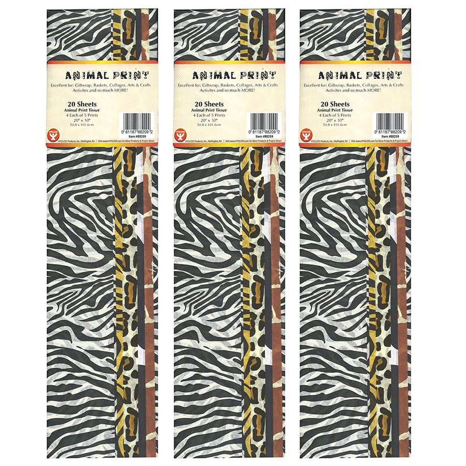 Hygloss Tissue Paper Animal Print Assortment 20" x 30" 20 Sheets/Pack 3 ...