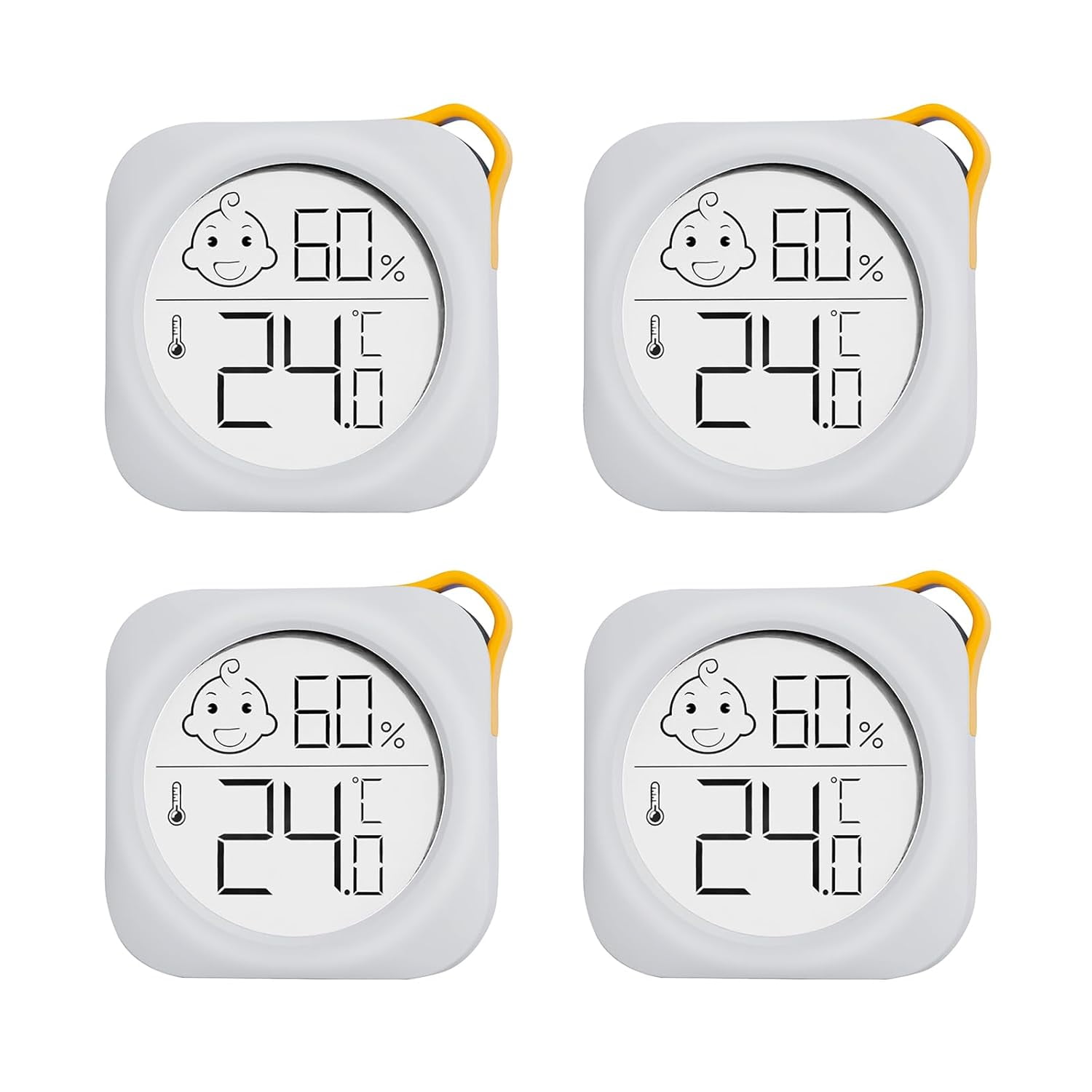 Hygrometer in pack of 4 - Small digital hygrometer - With precise ...