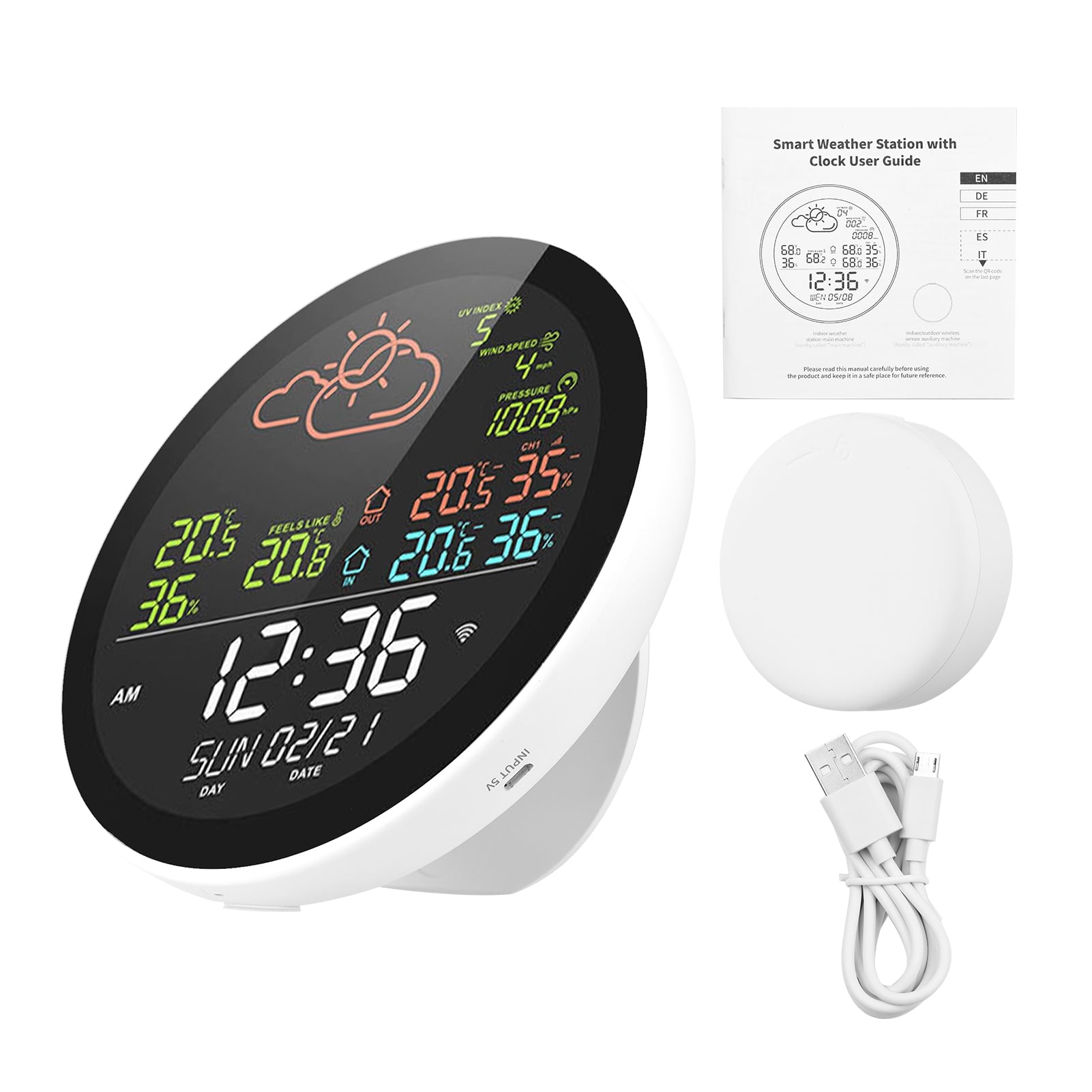 Hygrothermograph,Screen Weather Clock Temperature Meter Color Weather ...