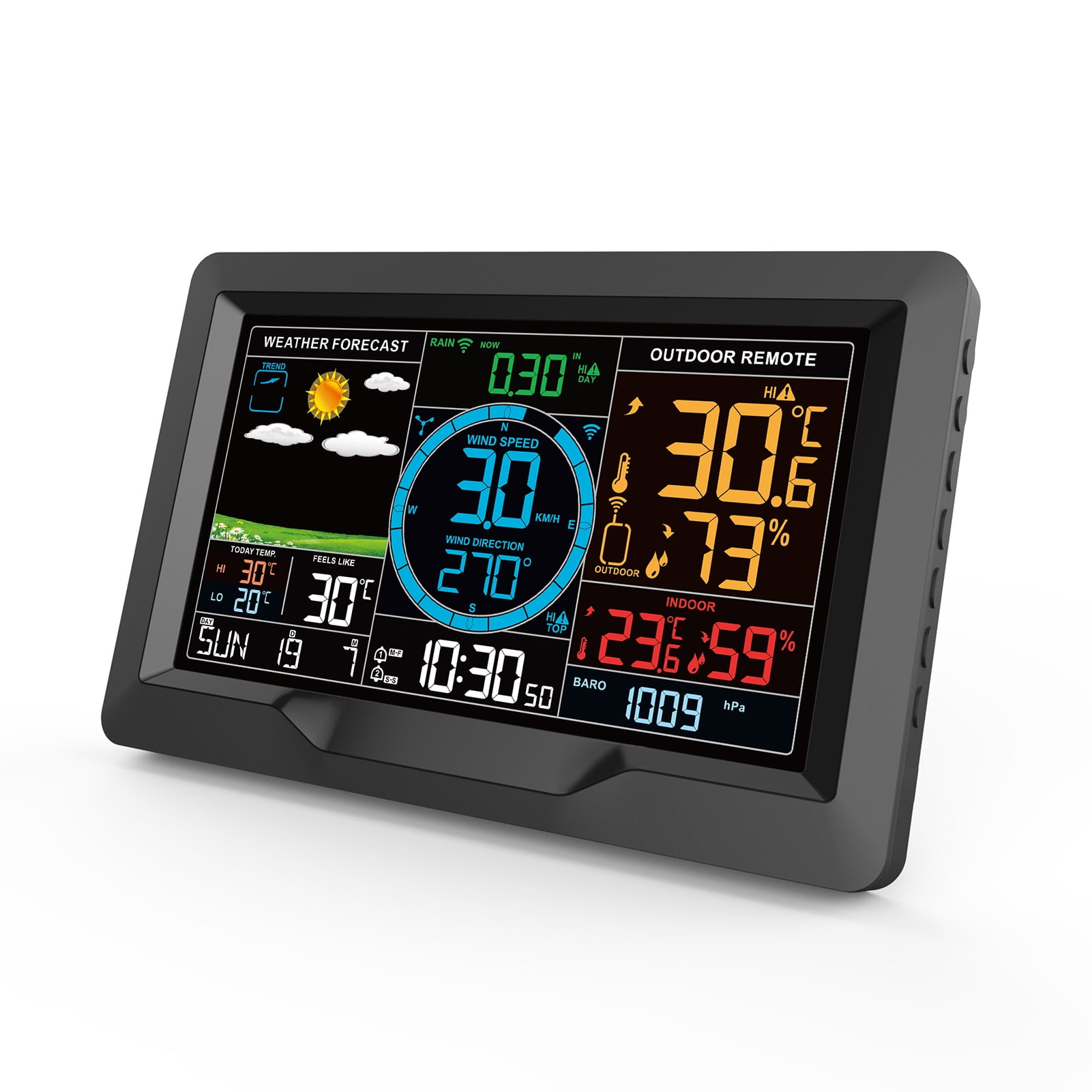 Hygrothermograph,With Professional Wind Speed Weather Station Alarm Clock Weather Clock Station ...