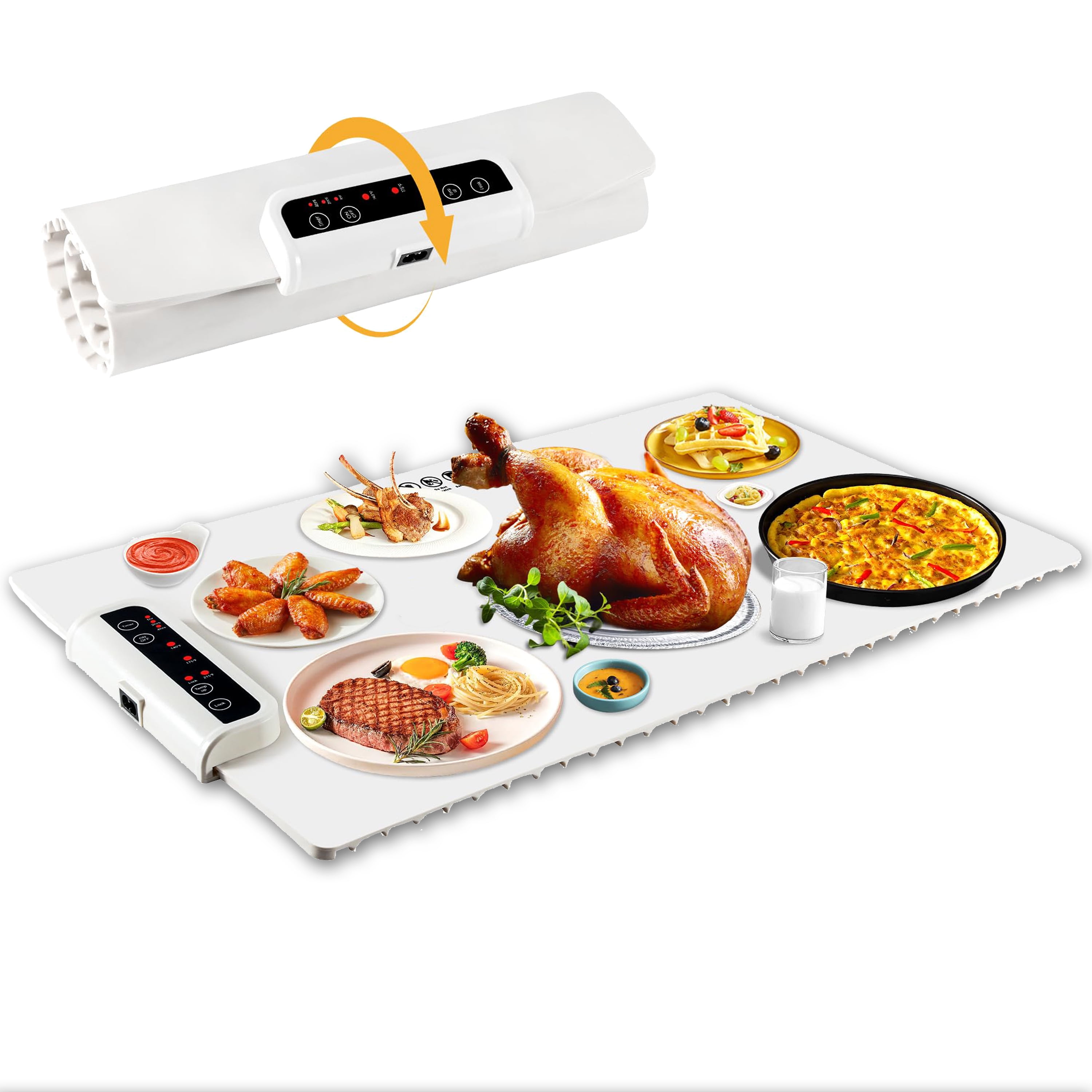 Hyindoor 24"x15" Electric Warming Tray Roll Up Food Warmers with ...