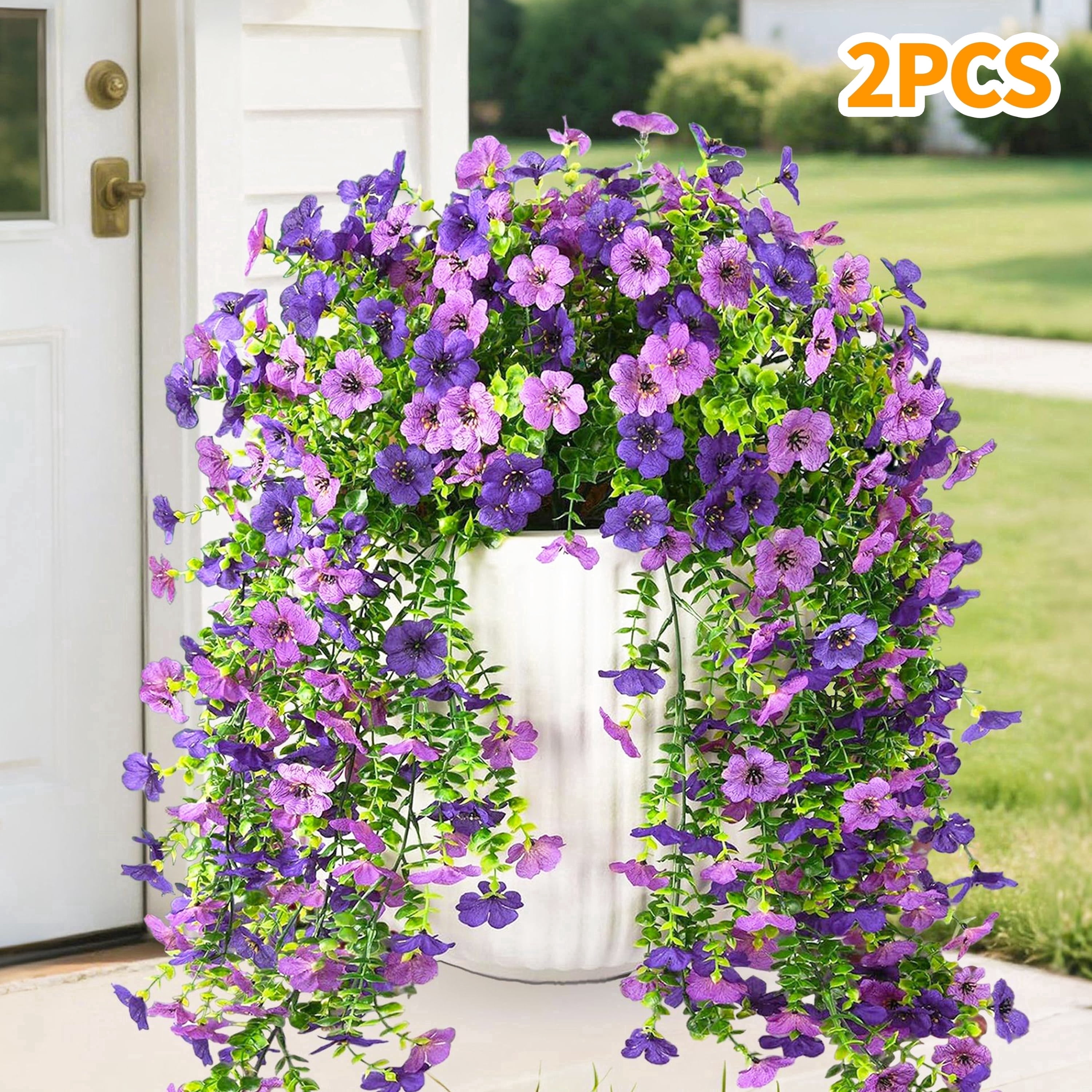 Hyindoor 2PCS Artificial Hanging Flowers Outdoor Decor, UV Resistant ...