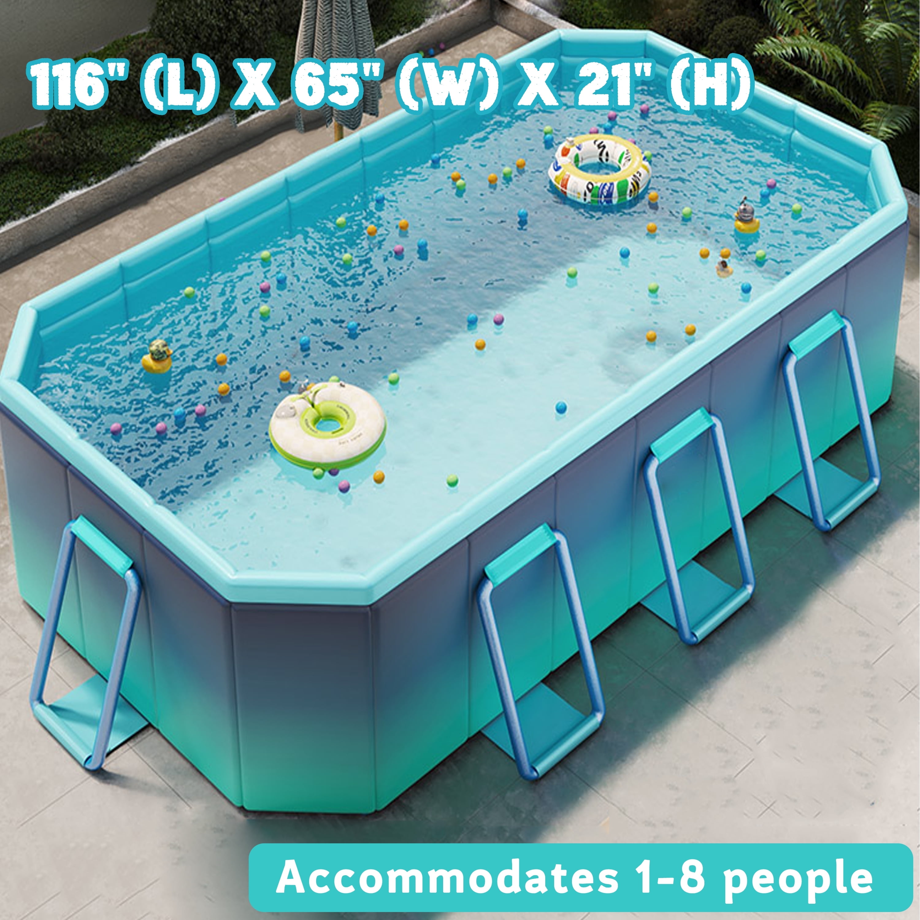 "Hyindoor Foldable Non-Inflatable Pool, Titanium Aluminum Support, Anti ...